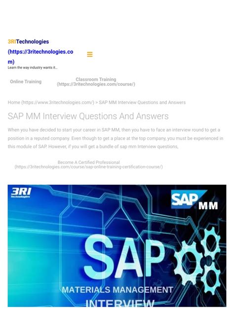 top 50 sap mm interview questions and answers 3ri technologies pdf