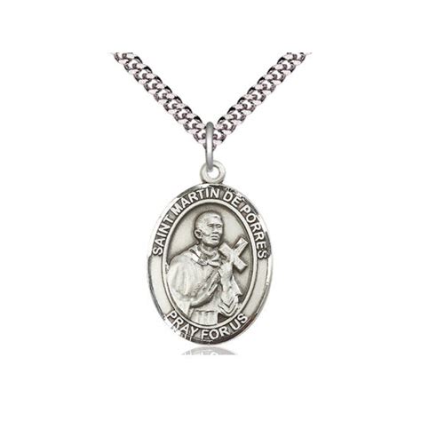 Sterling Silver Saint Martin De Porres Medal 24″ Chain Medal