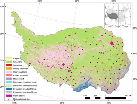 Map Of Land Cover Types Derived From The Modis Umd Classification Download Scientific Diagram