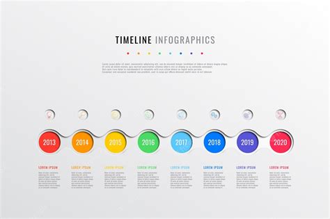 Premium Vector Horizontal Business Timeline With 8 Round Elements Year Indication And Text Boxes