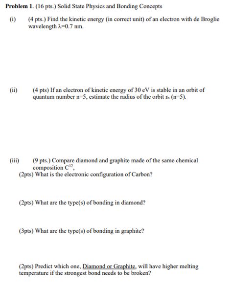 Solved Problem Pts Solid State Physics And Bonding Chegg Com