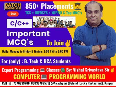 C Gate Cse And Mca Entrance By Vishal Srivastava Sir