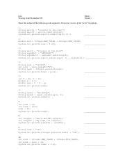 Tracing Code Worksheet Pdf Java Name Tracing Code Worksheet Period Course Hero