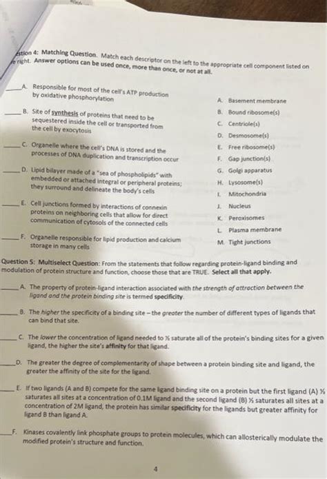 solved artion 4 matching question match each descriptor on