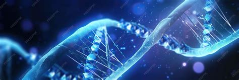premium ai image banner human dna structure with blue helix virtual
