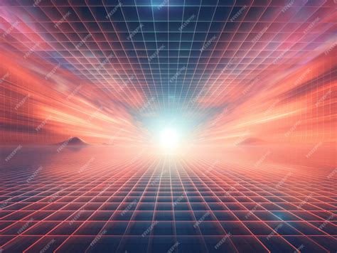 Premium Photo Perspective Grid Abstract Retro Background