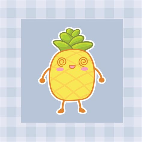 Cute Cartoon Pineapple Hand Drawn Kawaii Doodle Illustration Designs