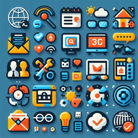 가장 많이 사용되는 웹 디자인 아이콘 세 크기의 Ui 세트 터 일러스트레이션 프리미엄 사진