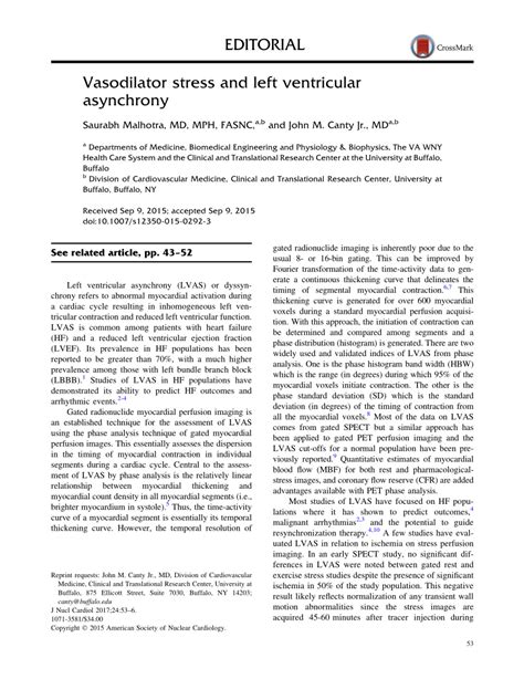 Pdf Vasodilator Stress And Left Ventricular Asynchrony