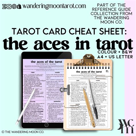 Tarot Card Divination Cheat Sheet The Aces Digital Download