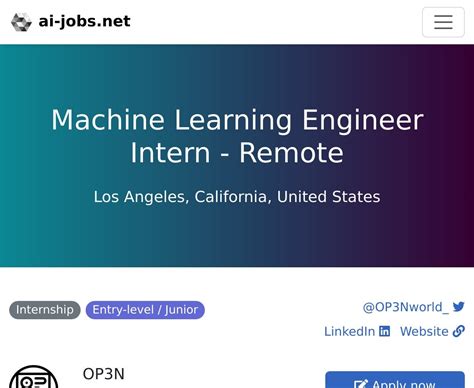 Hiring Internship Machine Learning Engineer Intern Remote In Los