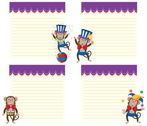 Set Of Circus Monkey Note Templates 695634 Vector Art At Vecteezy