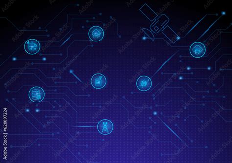 Telecom Wireless Circuit Communication Technology Background Dot Blue