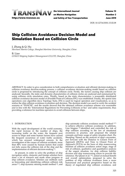 Pdf Ship Collision Avoidance Decision Model And Simulation Based On