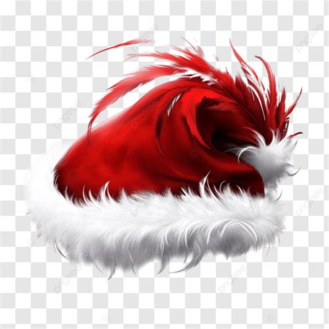 푹신한 흰색 트림과 장난스러운 깃털 악센트가있는 클래식 레드 산타 모자는 축제 기쁨을 나타냅니다 산타 모자 빨간색 Png 일러스트 및 이미지 에 대한 무료 다운로드