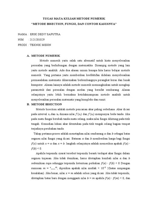 tugas metode numerik bisection erik dedy s pdf