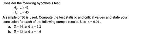 Solved Consider The Following Hypothesis Test Chegg