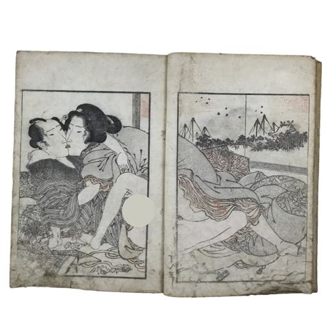 Antique Japanese Shunga Ukiyoe Erotic Art Book Edo Woodblock Print Kim