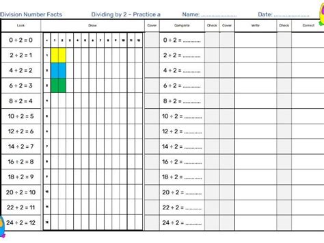 Division Facts Practice Worksheets Teaching Resources