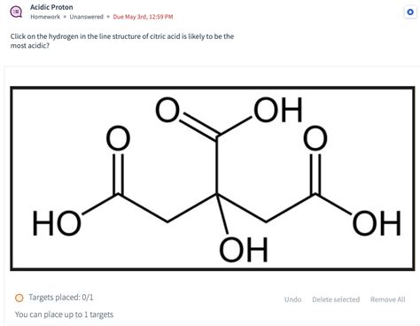 Solved Click On The Hydrogen In The Line Structure Of Citric