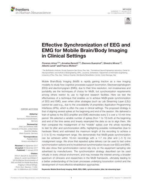 PDF Effective Synchronization Of EEG And EMG For Mobile Brain Body Imaging In Clinical Settings