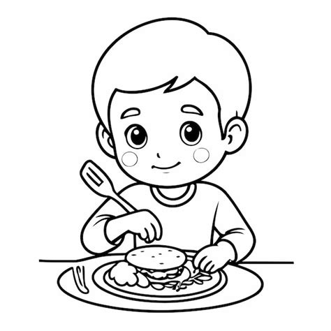 어린이를 위한 소년 그림 색칠 활동의 간단한 터 일러스트레이션 프리미엄 벡터