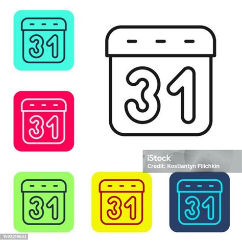 흰색 배경에 격리된 검은색 줄 캘린더 아이콘입니다 이벤트 미리 알림 기호입니다 색상 정사각형 단추로 아이콘을 설정합니다 벡터 0