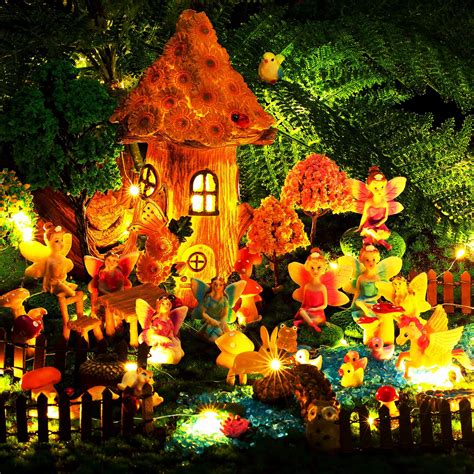 50 Pcs Solar Garden Kit Fairy House Miniatures Fairies