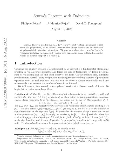 Pdf Sturms Theorem With Endpoints