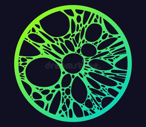 Futuristic Green Cybernetic Network Circle With Organic Shapes Stock