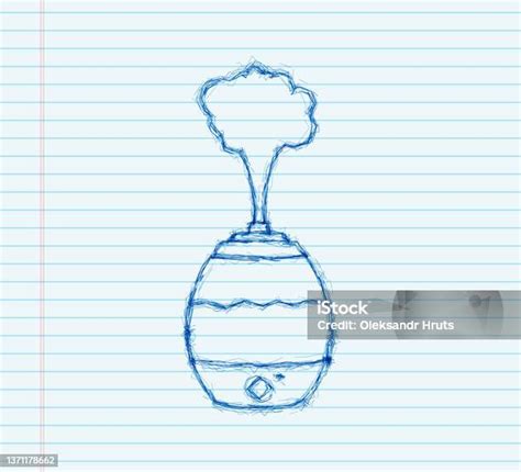 현대 홈 가습기 아이콘 가습기 공기 디퓨저 정화기 소기후 스케치 아이콘입니다 벡터 일러스트레이션 가습기에 대한 스톡 벡터 아트