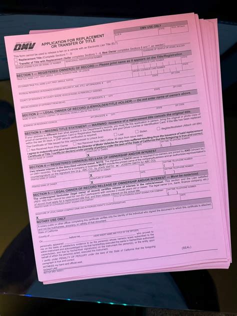 Us Made 50 Pack California Dmv Reg 262 Vehicle Transfer Forms 2025