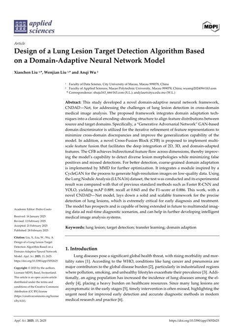 Pdf Design Of A Lung Lesion Target Detection Algorithm Based On A