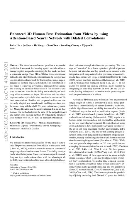 pdf enhanced 3d human pose estimation from videos by using attention