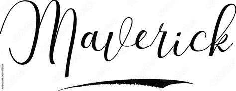 Maverick Male Name Cursive Calligraphy On White Background Stock