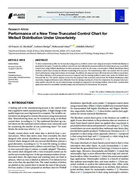 Pdf Performance Of A New Time Truncated Control Chart For Weibull