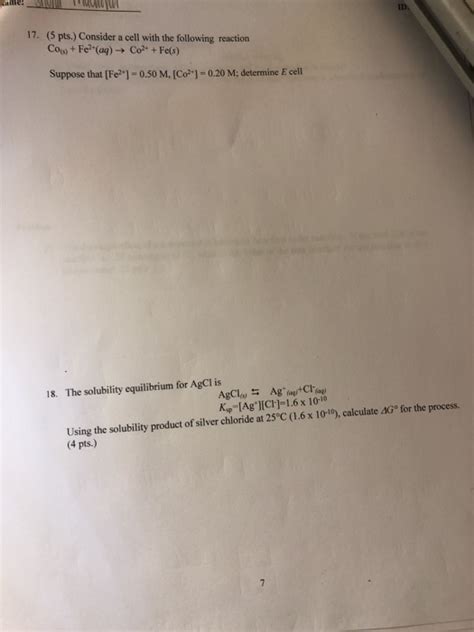 Solved Id 17 5 Pts Consider A Cell With The Following