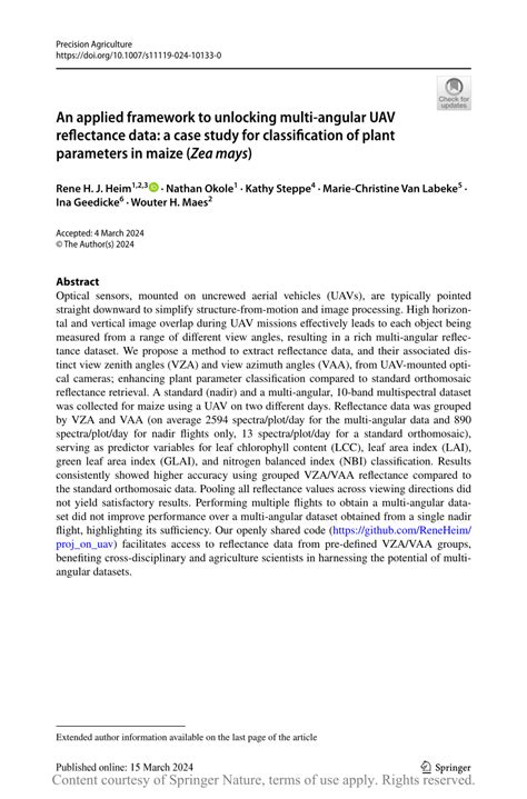 PDF An Applied Framework To Unlocking Multi Angular UAV Reflectance Data A Case Study For