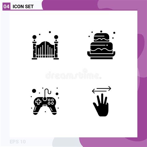 Stock Vector Icon Pack Of 4 Line Signs And Symbols For City Controller