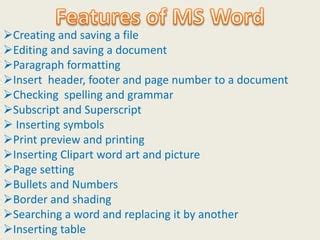 Introduction To MS Word PPTX