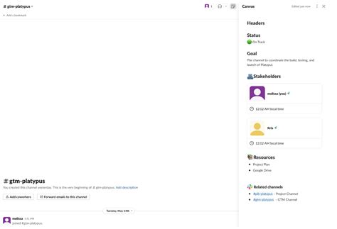 Canvases Slack
