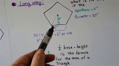 Find Area Of Regular Polygon With Perimeter And Apothem Youtube