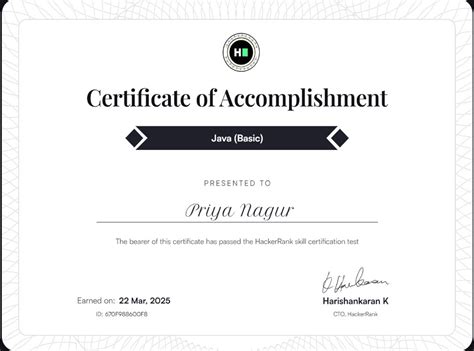 Java Codingjourney Hackerrankcertified Learningneverstops Priya Nagur