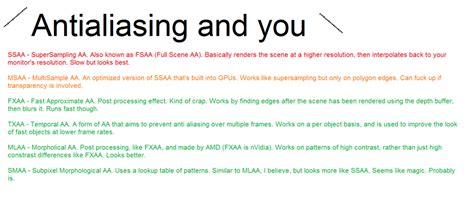 Quick Cheatsheet For Anti Aliasing Types Pcmasterrace Quick Cheatsheet For Anti Aliasing Types Pcmasterrace
