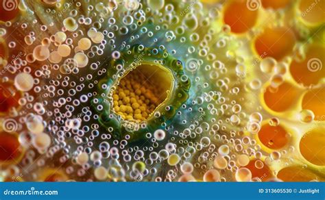 A Crosssection View Of A Pollen Grain Revealing Its Complex Internal