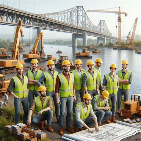 A Group Of Construction Workers Are Posing For A Picture Premium Ai