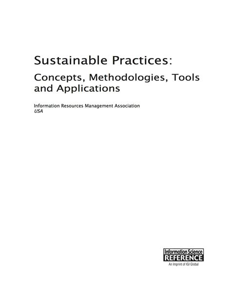 Sustainable Practices Concepts Methodologies Tools And Applications Concepts Methodologies
