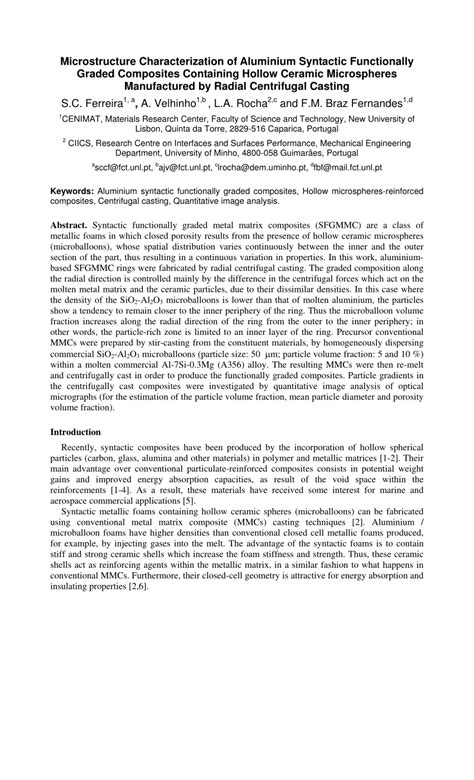 Pdf Microstructure Characterization Of Aluminium Syntactic Functionally Graded Composites