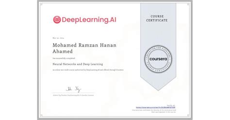Hanan Ahamed On Linkedin Completion Certificate For Neural Networks And Deep Learning
