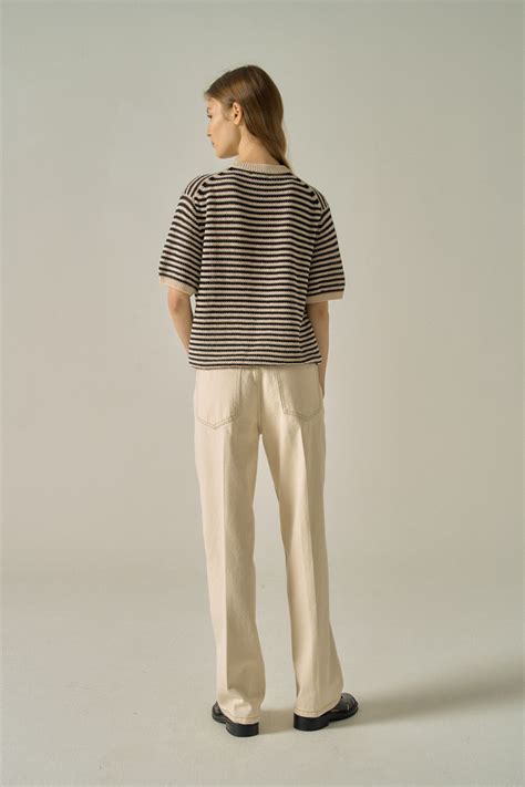 스트라이프 텍스처 니트cream Black 감도 깊은 취향 셀렉트샵 29cm